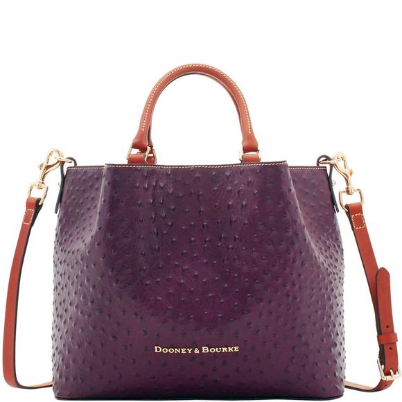 Dooney & Bourke | Bags | Dooney Bourke Ostrich Large Barlow Bag Plum ...